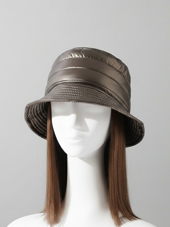 Copper Patent Puffer Bucket Hat | Cathy Allan Ladieswear